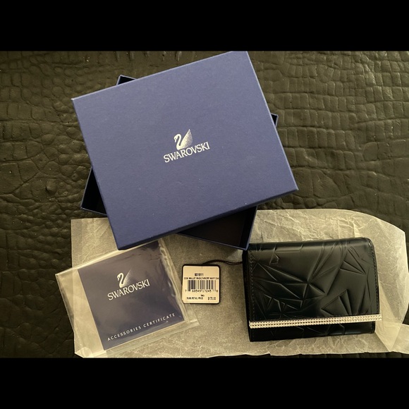 Swarovski | Accessories | Swarovski Navy Leather Wallet Nwt | Poshmark
